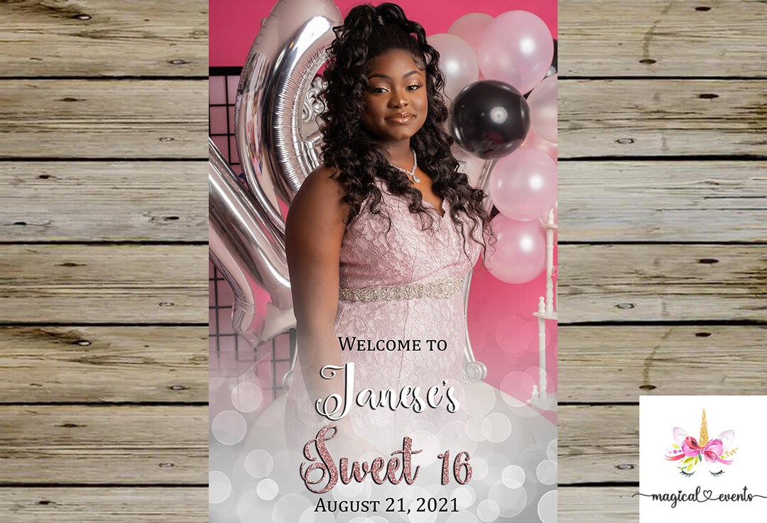 20x30 Inches Sweet Sixteen Welcome Sign, Photo Sweet 16 Welcome Sign ...