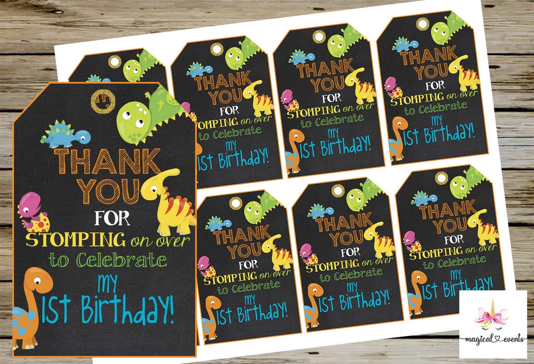 Boy Dinosaurs Thank You Tags, Birthday Favors, Favor, Dinos Thank You ...
