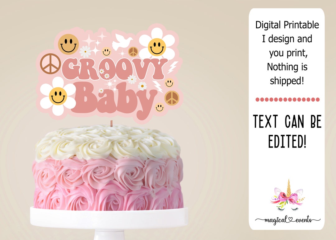 Groovy Baby Girl Baby Shower Cake Topper or Centerpiece, Girl Groovy ...