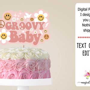 Groovy Baby Girl Baby Shower Cake Topper or Centerpiece, Girl Groovy ...