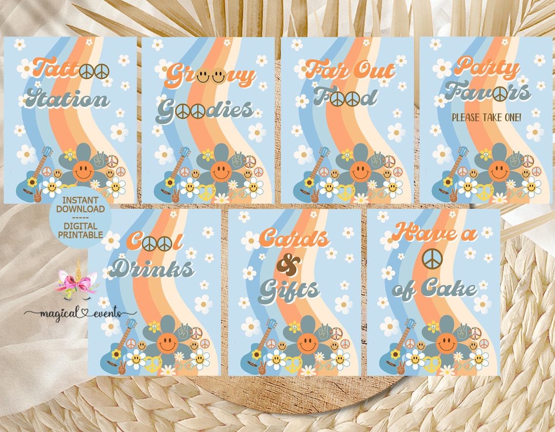 8x10 Groovy Boy Birthday Signs, Boy Groovy Dude Birthday Signs, Food ...