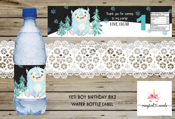 Boy Yeti Birthday Water Bottle Labels Yeti Boy Birthday | Etsy