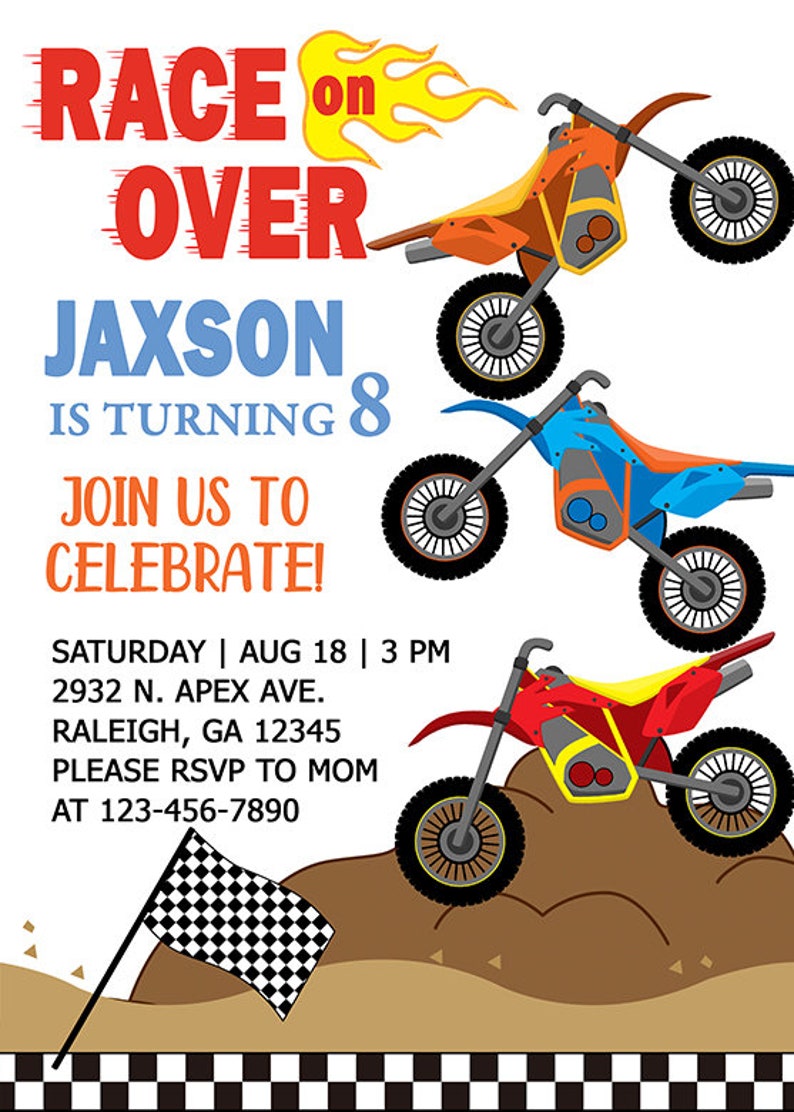 Motorcycles Boy Birthday Invitation, Motorcycles Boy Birthday Invite ...