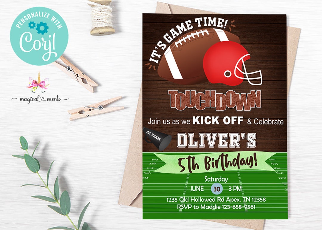 American Football Boy Birthday Invitation, Boy Invite, Digital ...