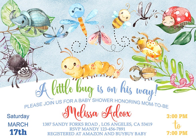 Little Bug Baby Shower Invitation Boy Baby Shower Invite | Etsy