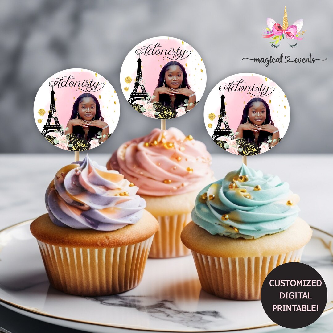 Sweet 16 / Prom Cupcake Toppers, Girl Birthday Party Favor Favors ...