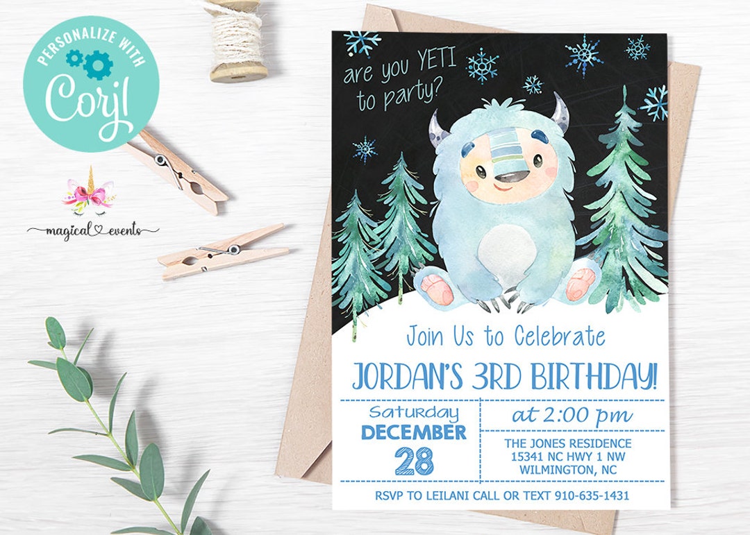 Are You Yeti to Party Boy Birthday Invitation, Winter Yeti Boy Birthday ...