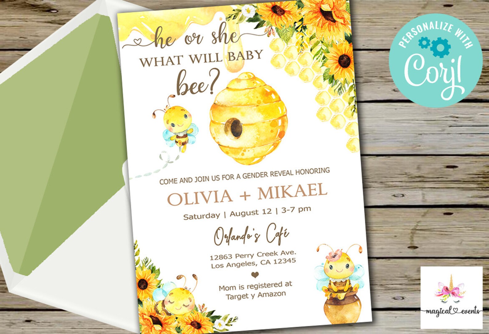 Bee Gender Reveal Invitation, Gender Reveal Invite, What Will Baby Bee ...