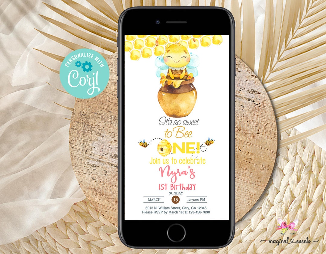 Bee Bumblebee Girl Birthday Cell Phone Invite, Sweet to Bee One Evite ...