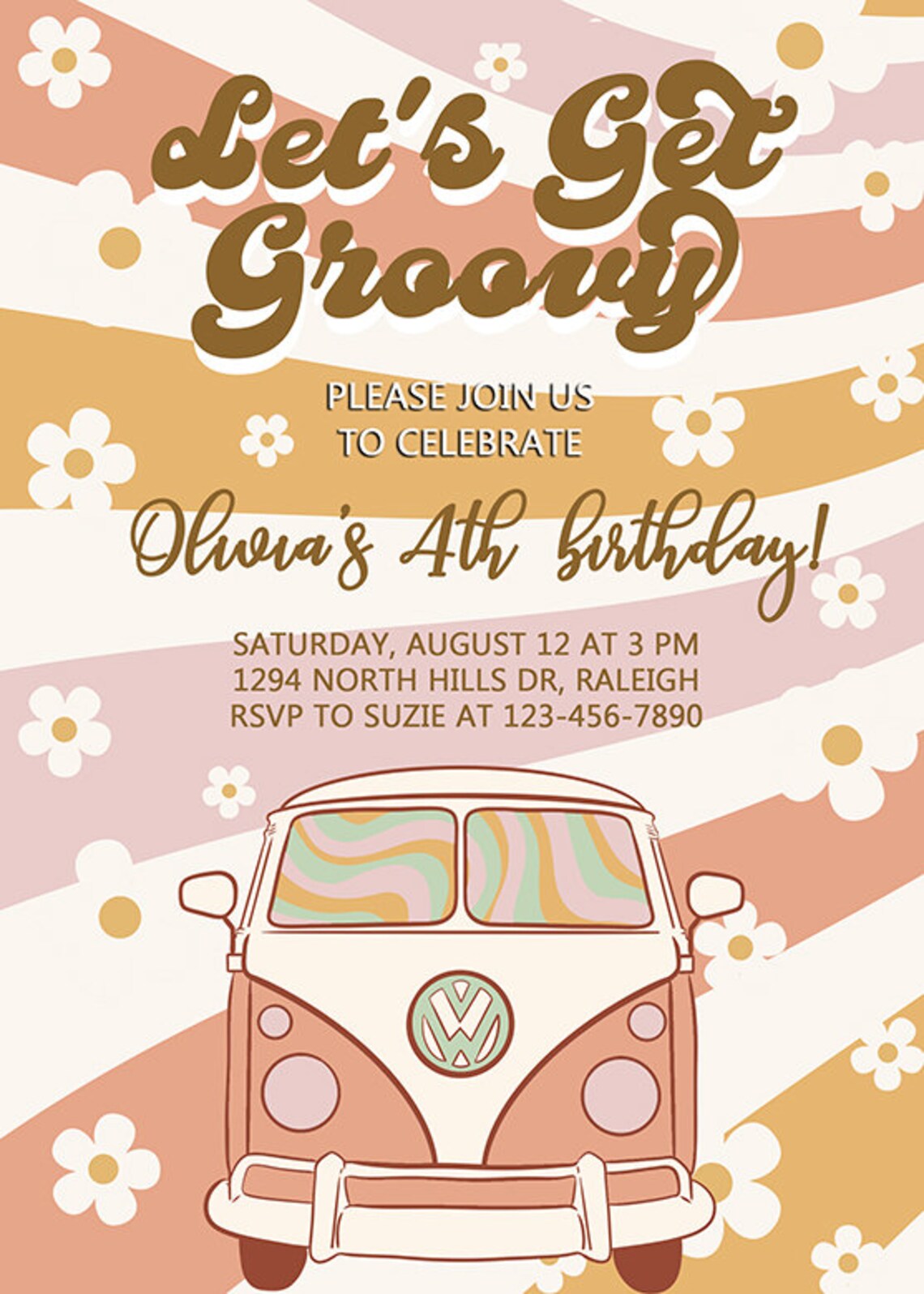 Lets Get Groovy Birthday Invitation 70's Retro Hippie - Etsy Ireland