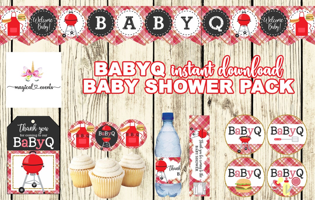 BBQ, Barbecue, Babyq, Baby Shower Bundle, Baby Shower Banner and Favors ...
