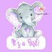 Purple Elephant Girl Baby Shower Cake Topper or Centerpiece, Girl ...