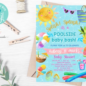 Summer Pool Baby Shower Invitation, Pool Summer Baby Shower Invite ...
