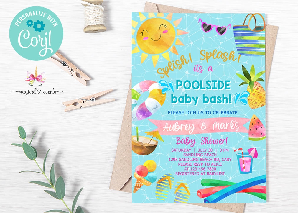 Summer Pool Baby Shower Invitation, Pool Summer Baby Shower Invite ...