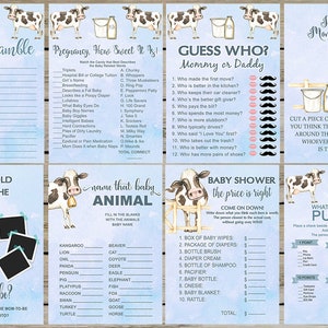 Cow Baby Shower Games Bundle, Boy Blue Cow Games Package, Cow Games ...