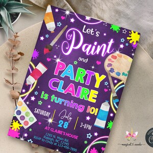 Neon Glow PAINT Party Birthday Invitation, PAINT Birthday Invite, Corjl ...