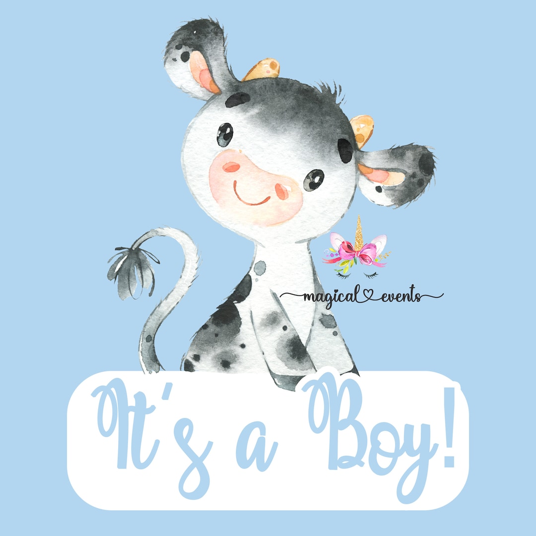 Blue Cow Boy Baby Shower Cake Topper or Centerpiece, Boy Cow Baby ...