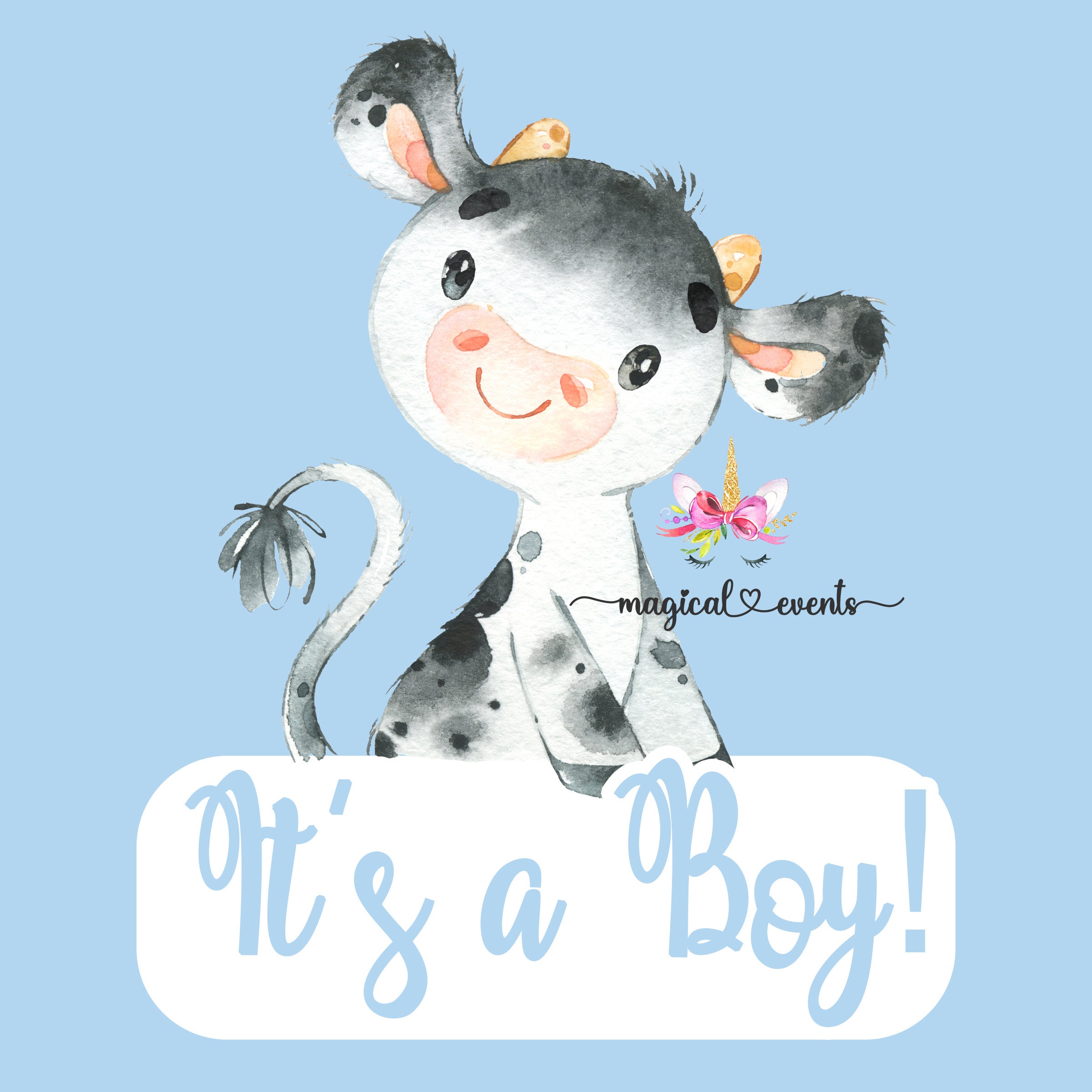 Blue Cow Boy Baby Shower Cake Topper or Centerpiece Boy Cow - Etsy