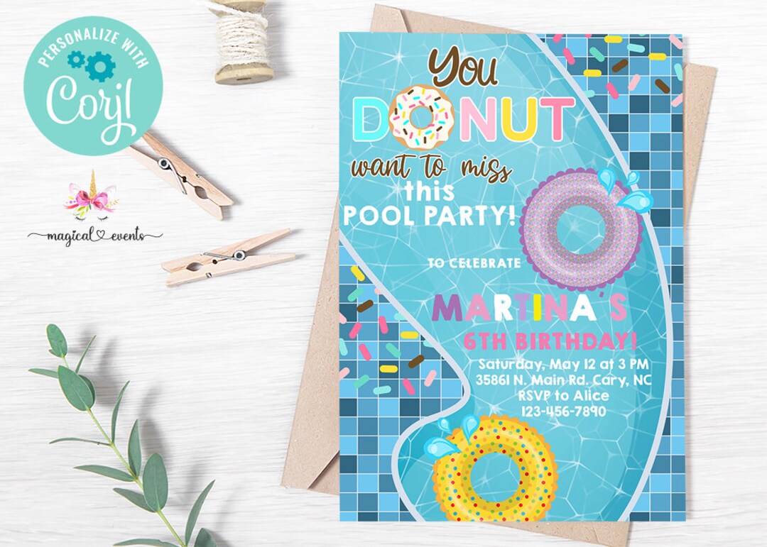 Pool Party Bash Birthday Invitation, Splish Splash Pool Birthday Invite ...