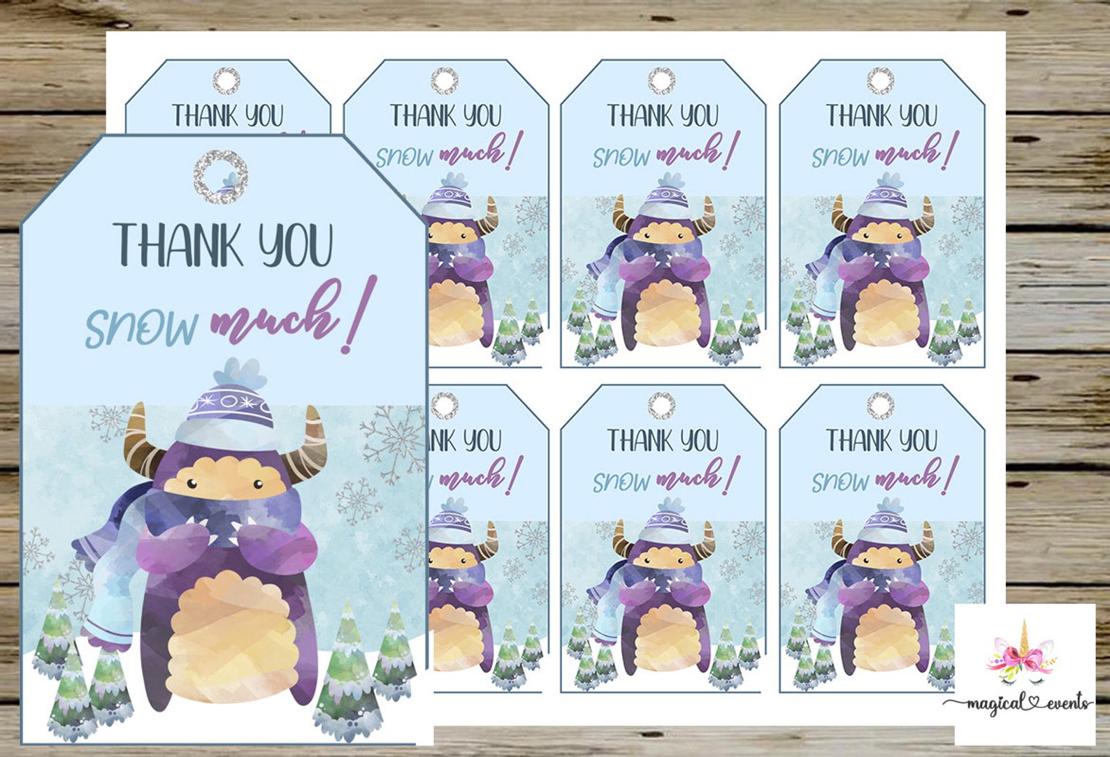 Girl Yeti Thank You Tags, Birthday Favors, Favor, Yeti Thank You Tags ...