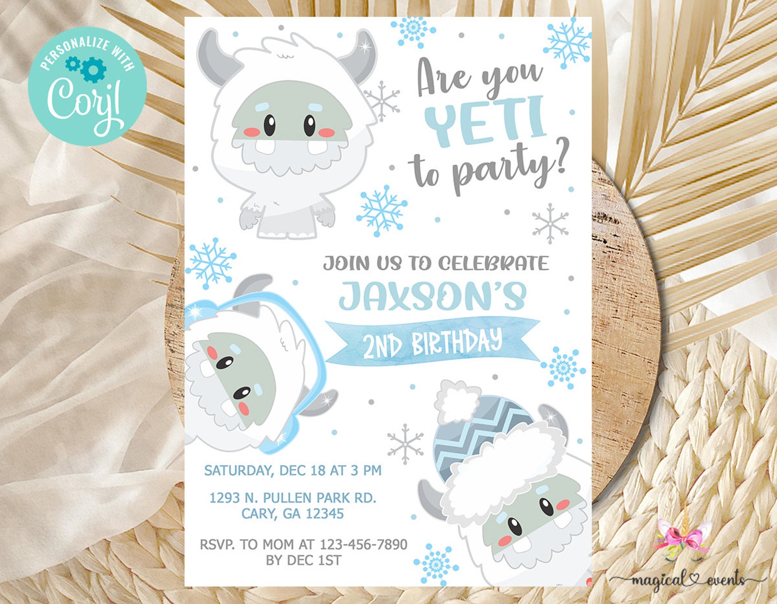 Are You Yeti to Party Boy Birthday Invitation, Winter Yeti Boy Birthday ...