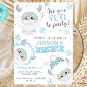 Are You Yeti to Party Boy Birthday Invitation, Winter Yeti Boy Birthday ...