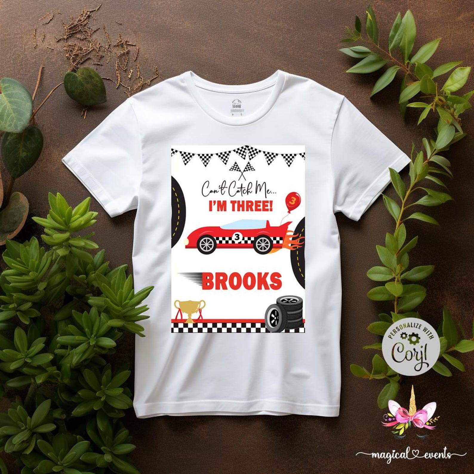 DIGITAL Red Race Car Can't Catch Me I'm Three Boy Birthday Iron-on ...