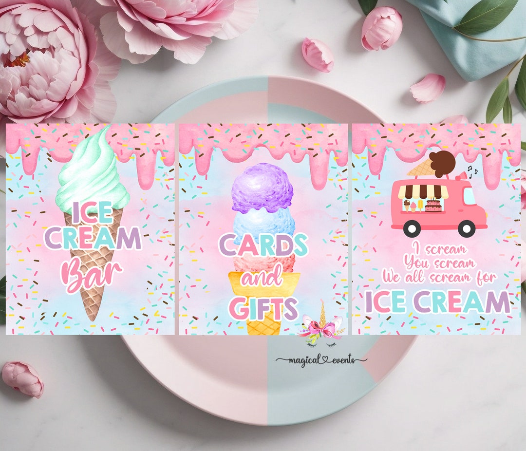 Letreros de cumpleaños de niña helado, letreros de dulces helados ...