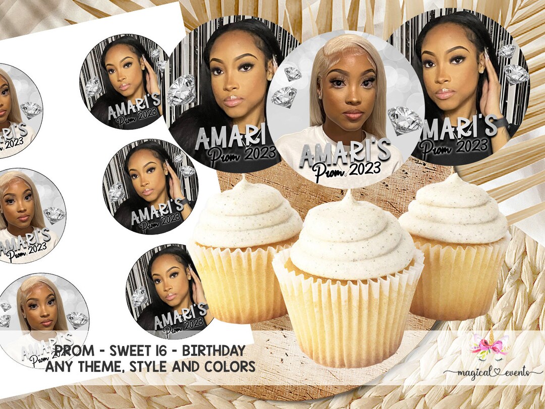Sweet 16 / Prom Cupcake Toppers, Girl Birthday Party Favor Favors ...