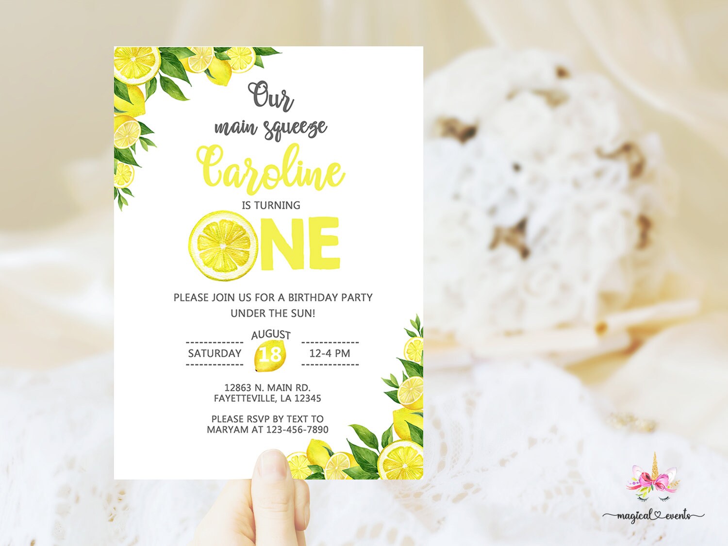 Lemons 1st Birthday Invitation Girl 1st Birthday Invite - Etsy