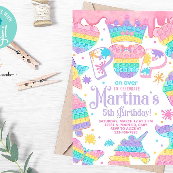 Popit Invitation - Etsy