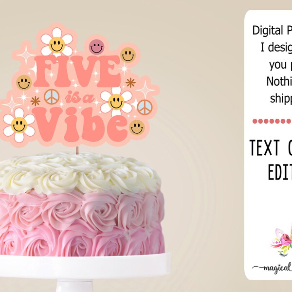 Five is a Vibe Cupcake Topper - Etsy
