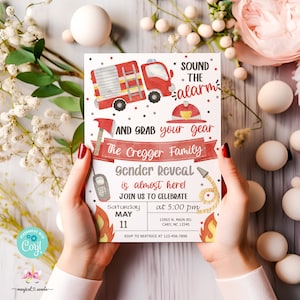 Firefighter Gender Reveal Invitation, Gender Reveal Invite, Fireman ...
