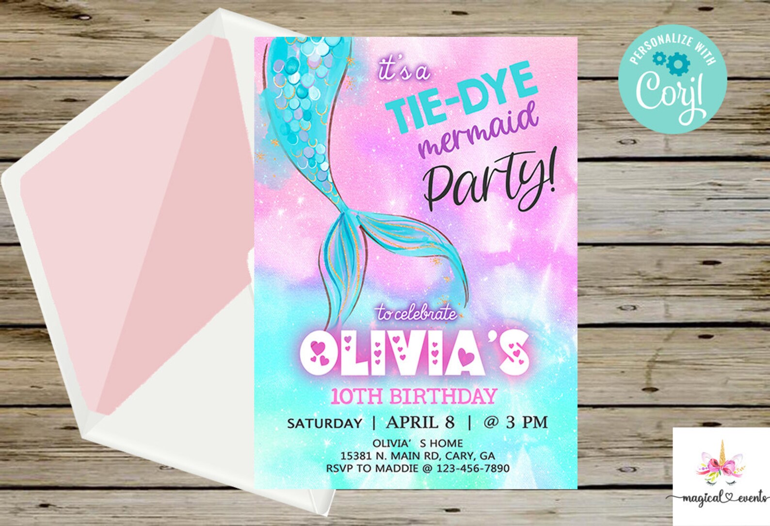 Mermaid Birthday Invitation, Blue & Purple Mermaid Tail Invite, Girl ...