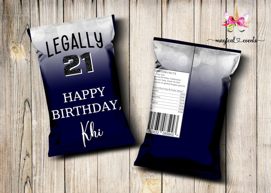 Male, Boy, Chips Bag Wrapper, Digital Printable, Man Birthday Favor ...