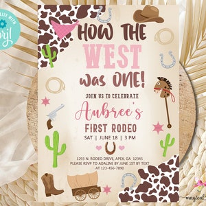 Cowgirl Western Birthday Invitation, Birthday Invite, Saddle Up, Girl ...