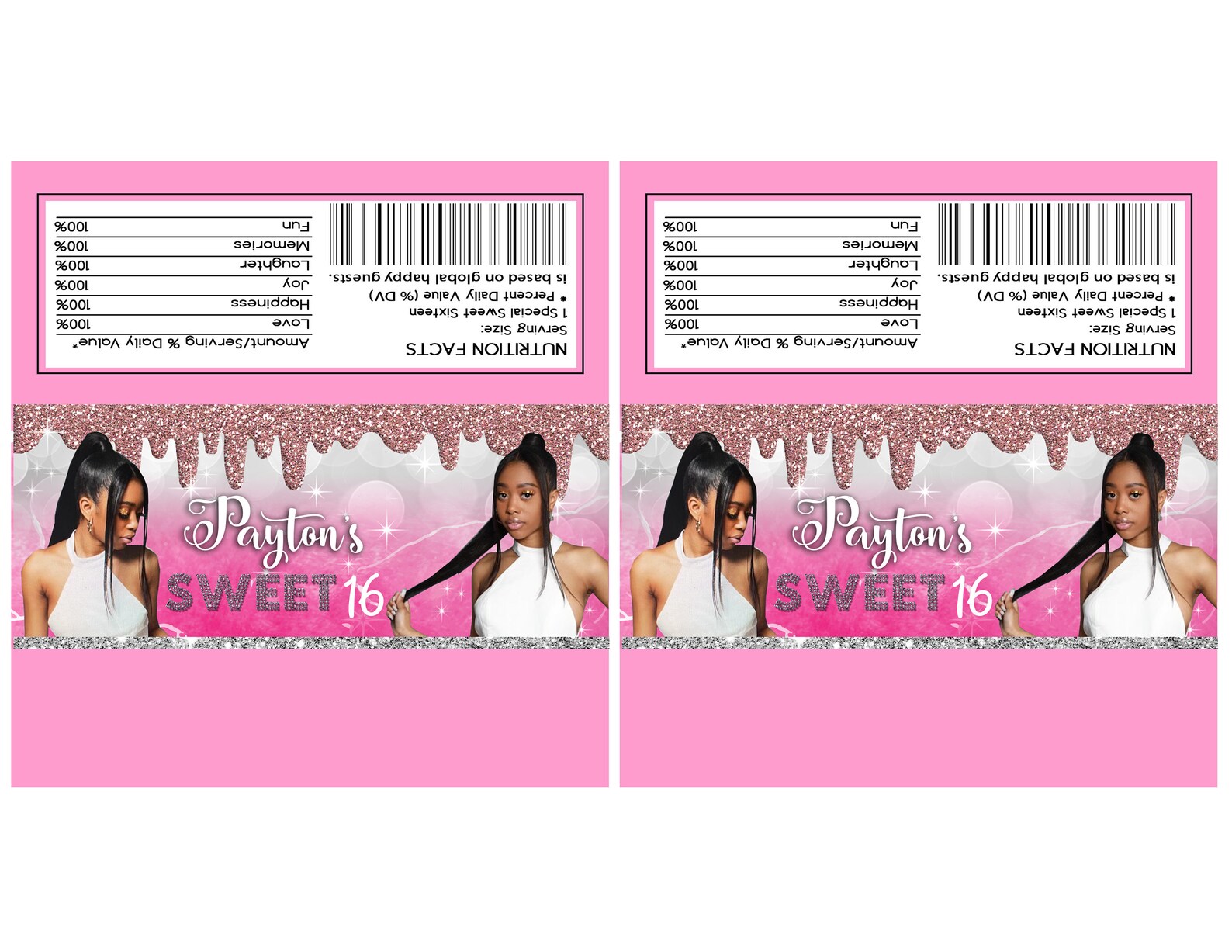 Sweet Sixteen Birthday Candy Wrapper Girl Sweet 16 Birthday - Etsy