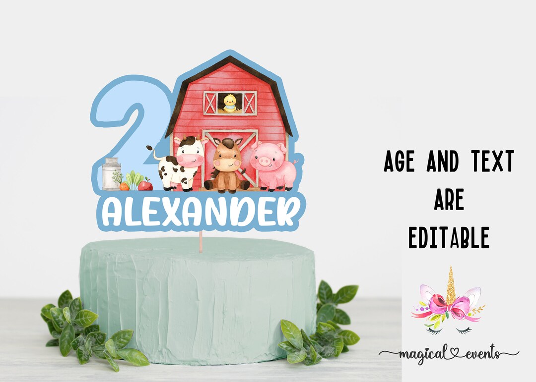 Blue Farm & Barn Boy Birthday Cake Topper or Centerpiece Boy - Etsy
