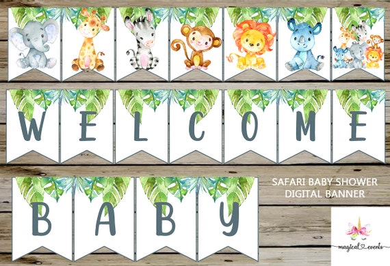 Safari Animals Baby Shower Digital Banner Safari Baby Shower | Etsy