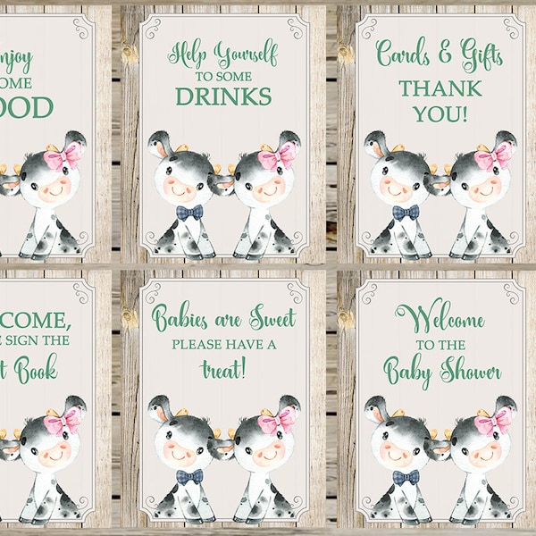 Baby Shower Invitation Cow Twins - Etsy