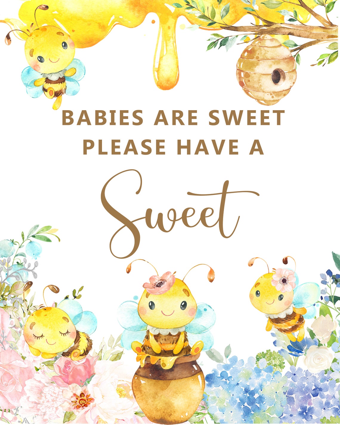 Bee Gender Reveal Signs Bundle Blue and Pink Flowers Gender - Etsy
