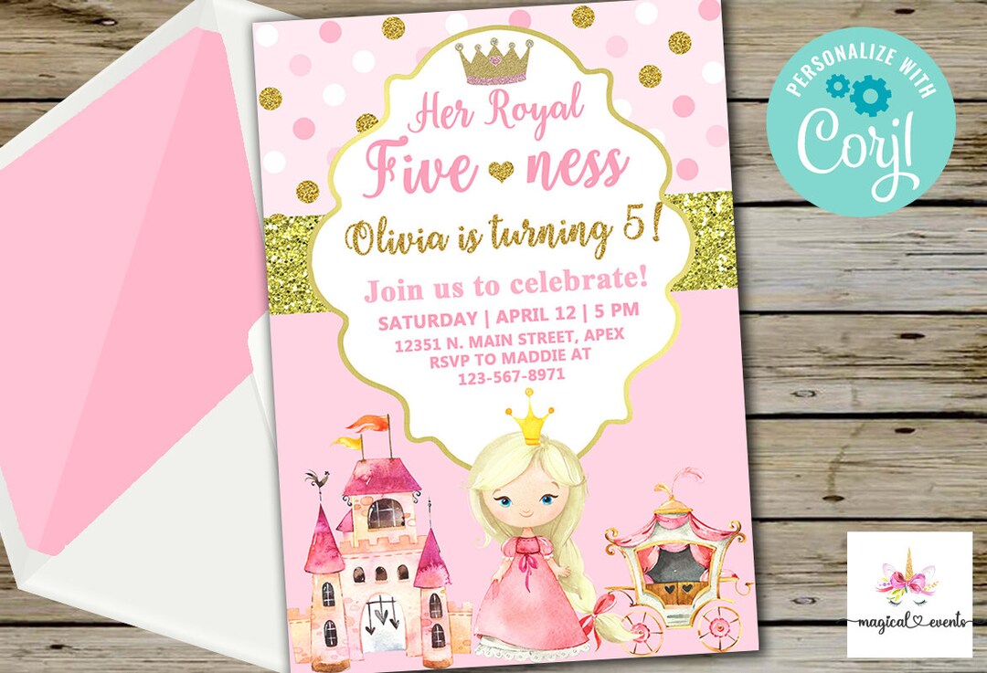 Blonde Princess Birthday Invitation, Princess Birthday Invite, Digital ...