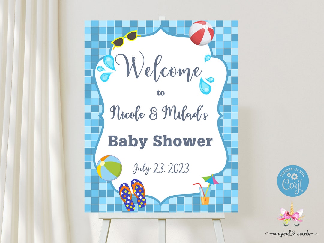 16x20 Pool Baby Shower Welcome Sign, Summer Pool Welcome Sign, Pool ...