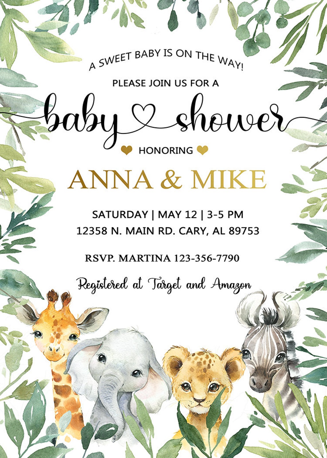 Safari Animals Baby Shower Invitation Boy Safari Baby Shower - Etsy