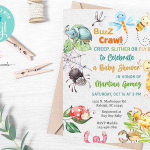 Little Bug Baby Shower Invitation, Boy Baby Shower Invite, Bugs ...