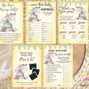 Mom and Baby Hippo Baby Shower Games Bundle, Gender Neutral Baby Shower ...