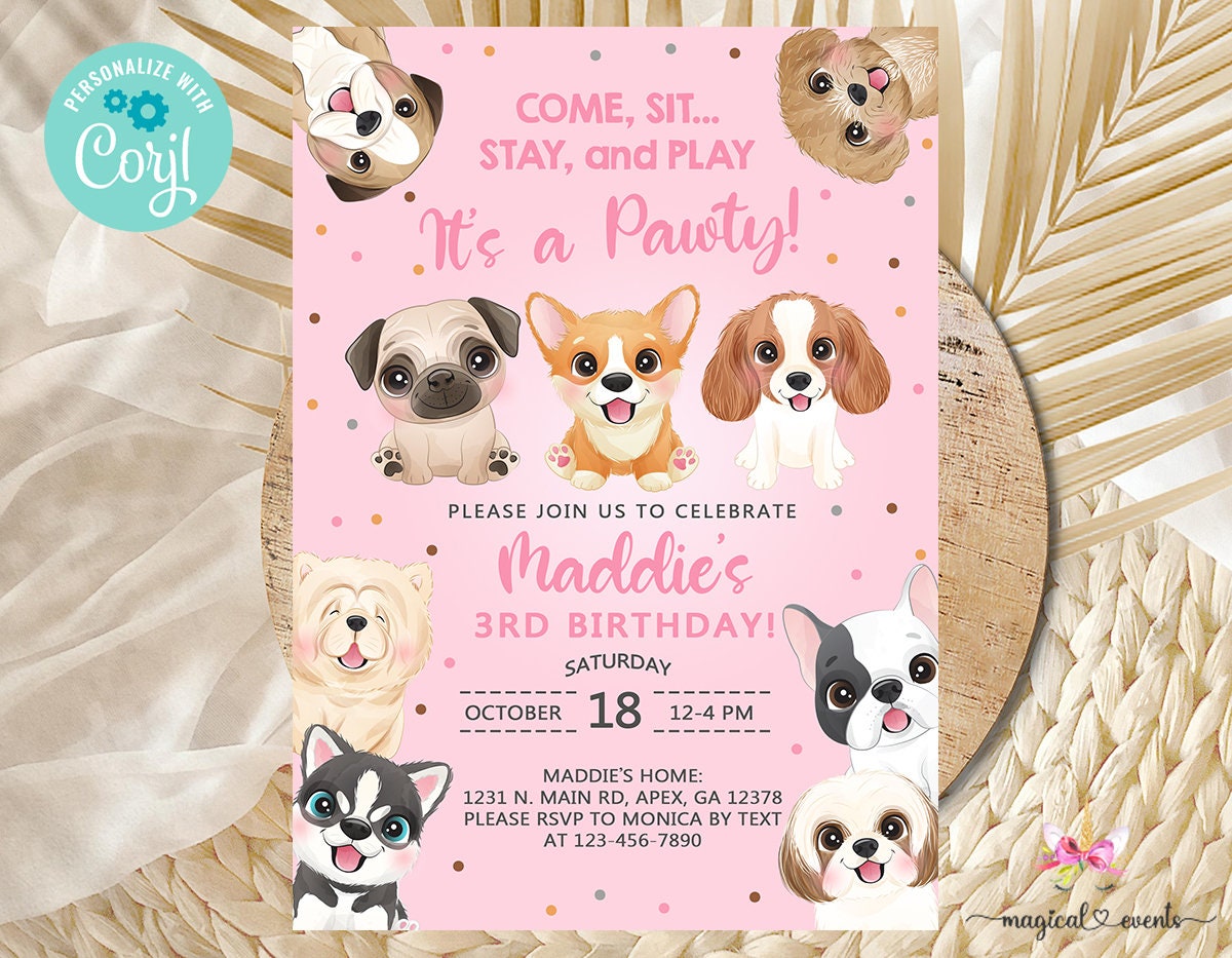 Little Girl Dog Theme Invitation