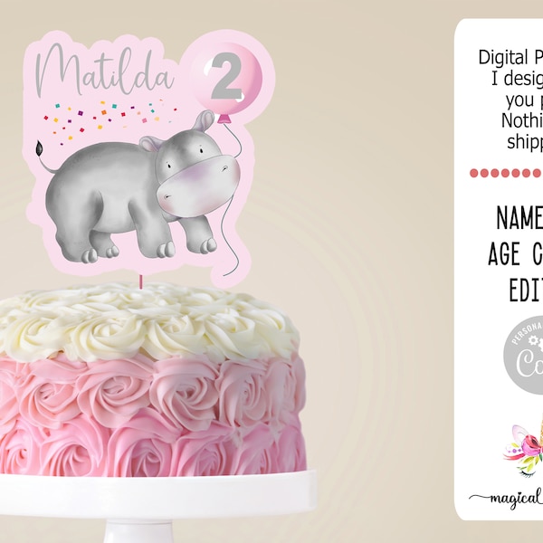 Hippo Cake Topper - Etsy