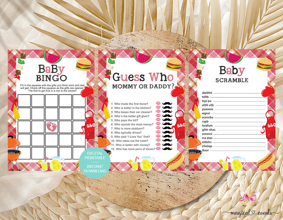 BABYQ Baby Shower Games Bundle, BABYQ Games Package, Games Pack, Bbq ...