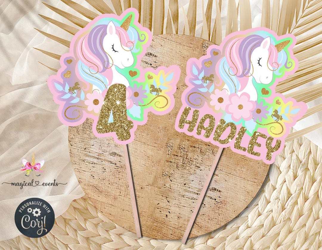 Unicorn & Rainbow Birthday Centerpieces, Girl Unicorn Birthday, Unicorn ...